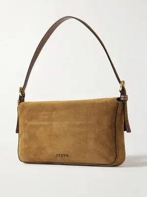 Staud Harlow Buckled Suede Shoulder Bag - Brown