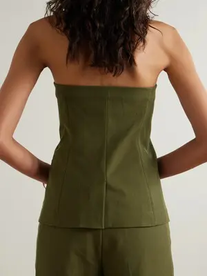 Staud Brigade Strapless Twill Bustier Top