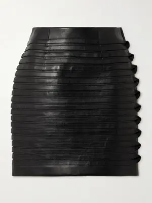 Versace Paneled Leather Mini Skirt - Black