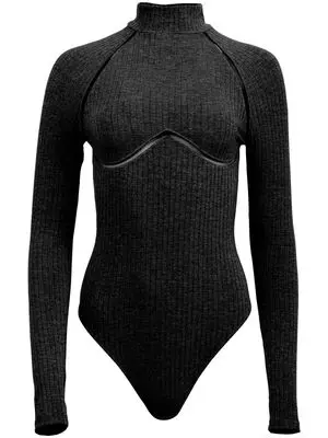 FLEUR DU MAL Lattice-trim Ribbed Bodysuit