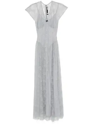 Remain Birger Christensen Lace V-Neck Maxi Dress - Grey | Editorialist