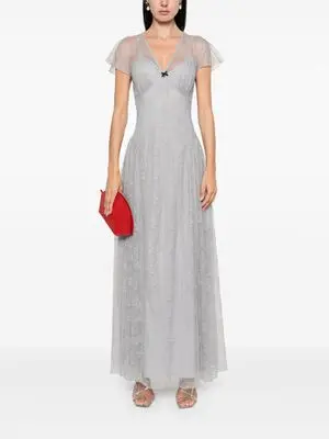 Remain Birger Christensen Lace V-Neck Maxi Dress - Grey | Editorialist