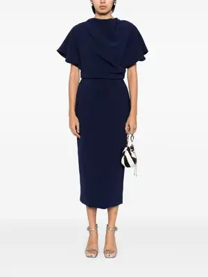 Amsale Draped Midi Dress - Blue