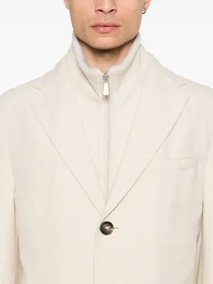 Eleventy Single-breasted Wool Coat - Neutrals