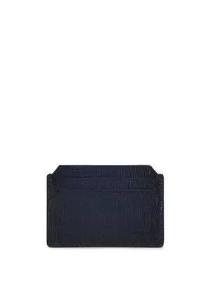 Santoni Debossed-logo Leather Cardholder - Blue