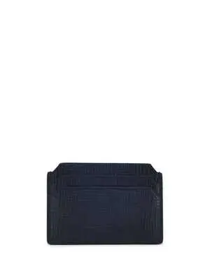 Santoni Debossed-logo Leather Cardholder - Blue