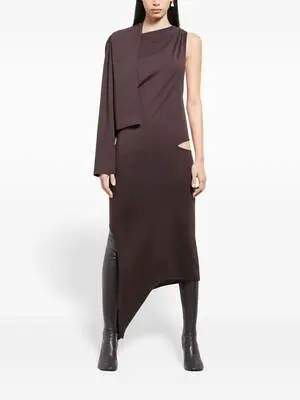 COURREGES Draped Cut-out Midi Dress - Brown