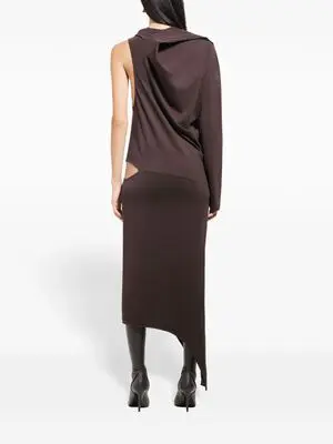 COURREGES Draped Cut-out Midi Dress - Brown