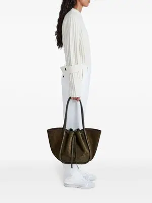 Proenza Schouler Large Ruched Suede Tote Bag - Green