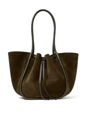 Proenza Schouler Large Ruched Suede Tote Bag - Green