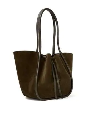 Proenza Schouler Large Ruched Suede Tote Bag - Green