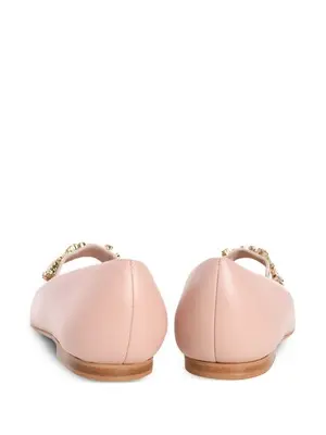 Casadei Crystal-embellished Ballerina Shoes - Pink