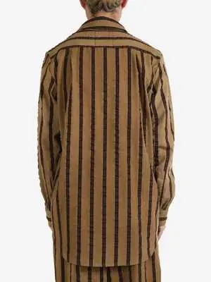 UMA WANG Striped Tab Shirt - Brown