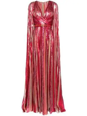 Elie Saab Embroidered Tulle Gown - Red