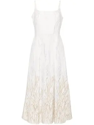 Elie Saab Arboreal Embroidered Midi Dress