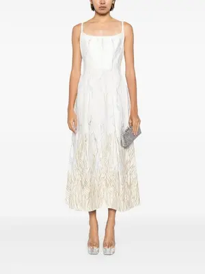 Elie Saab Arboreal Embroidered Midi Dress
