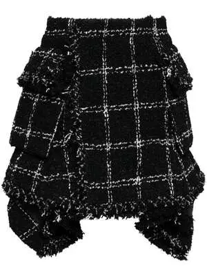 Sacai Asymmetric Tweed Skirt - Black