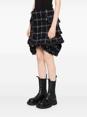 Sacai Asymmetric Tweed Skirt - Black