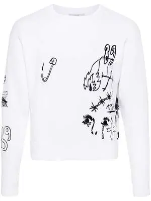 1989 STUDIO Embroidery Crew-neck Sweater - White