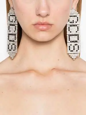 Gcds Logo Rhinestone Embellishment Drop Earrings