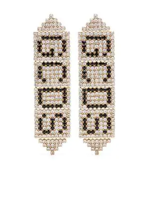 Gcds GCDS Rhinestone Logo Drop Earrings Gold