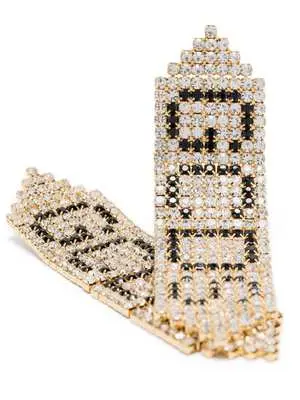 Gcds Rhinestone Logo Drop Earrings - Gold