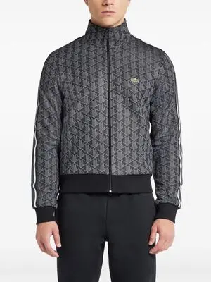 Lacoste Paris-monogram Zip-up Sweatshirt - Black