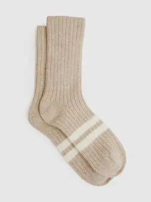 REISS Carina Wool-blend Ribbed Crew Socks