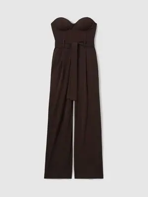 REISS Estel Atelier Strapless Crepe Bustier Jumpsuit