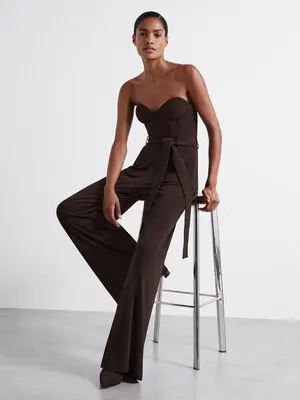 REISS Estel Atelier Strapless Crepe Bustier Jumpsuit