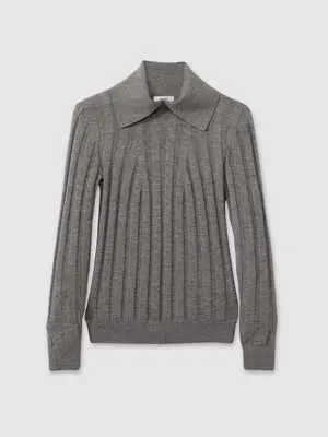 REISS Winter Ribbed Collared Top
