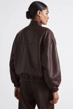 REISS Dru Atelier Leather Bomber Jacket