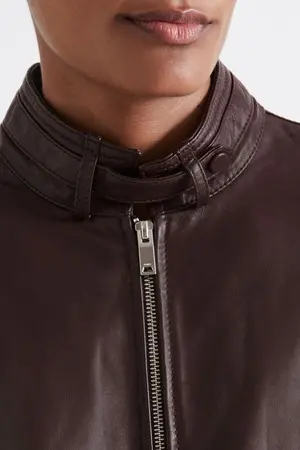 REISS Dru Atelier Leather Bomber Jacket