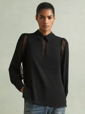 REISS Renata Lace-insert Blouse
