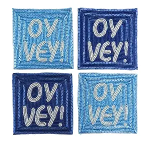 SUDHA PENNATHUR Sudhan Pennathur Oy Vey Beaded Drink Coasters, Set Of 4