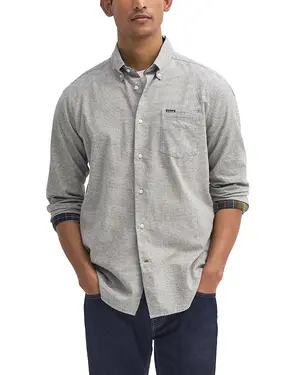 Barbour Turner Tailored Fit Houndstooth Shirt - Olive