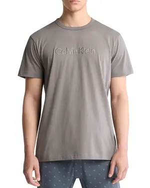 Calvin Klein Embroidered Logo Tee - Brushed Nickel
