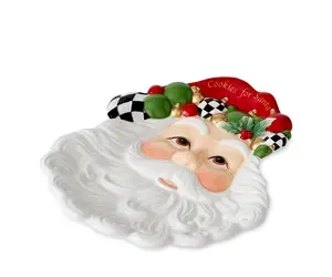 SPODE Christmas Tree Figural Black And White Santa Plate