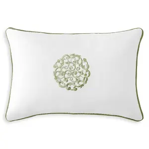 SFERRA Storia Embroidered Decorative Pillow, 12 X 18 - White/willow