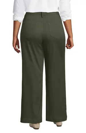 LANDS' END High Rise Wide Leg Chino Pants - Forest Moss