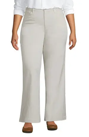 LANDS' END High Rise Wide Leg Chino Pants - Light Stone