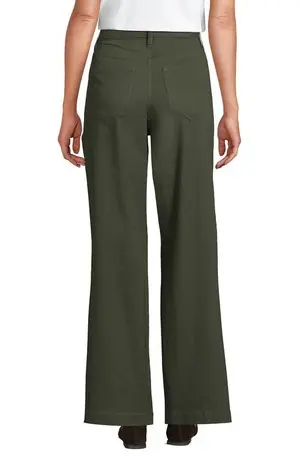 LANDS' END High Rise Wide Leg Chino Pants - Forest Moss