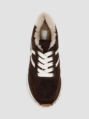 Veronica Beard Valentina-3 Shearling-lined Sneakers - Espresso