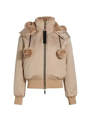 Moose Knuckles Debbie Bunny Satin Bomber Jacket Champagne