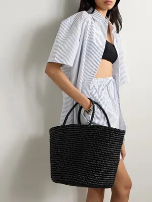 SENSI STUDIO Large Straw Tote - Black