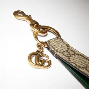 Gucci Ophidia Keychain Gg Canvas - Beige