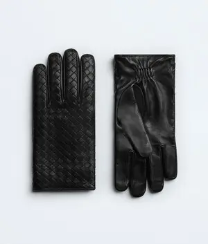 Bottega Veneta Intrecciato Leather Gloves - Black
