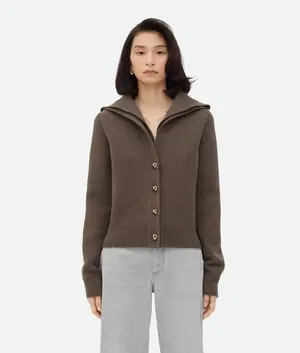 Bottega Veneta Compact Wool Cardigan - Chestnut Melange