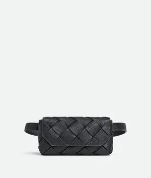 BOTTEGA  VENETA Intreccio Leather Belt Bag - Black