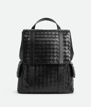 BOTTEGA  VENETA Intrecciato Leather Backpack - Black